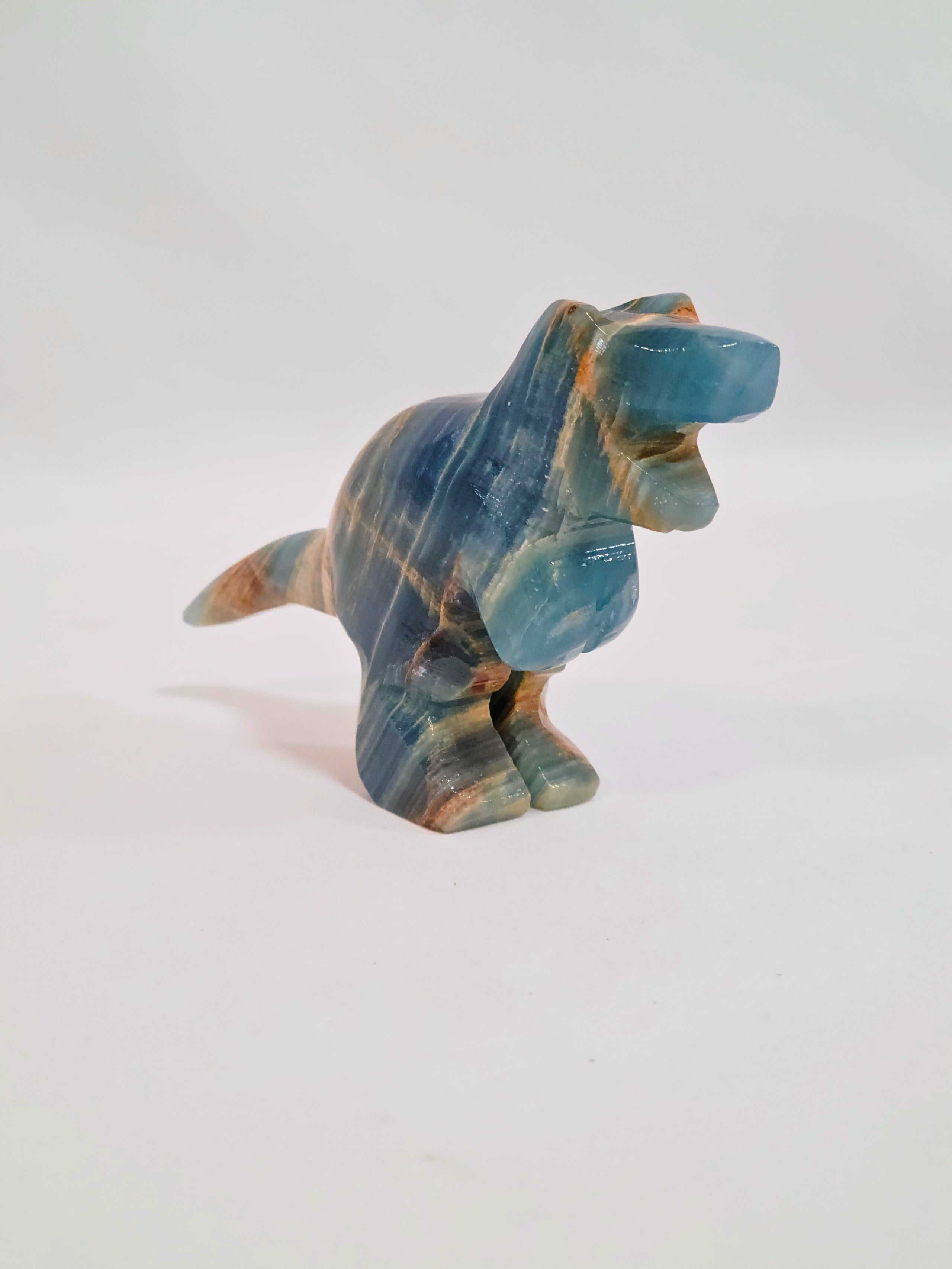 Blue Calcite T-Rex Carving | touchstone gallery
